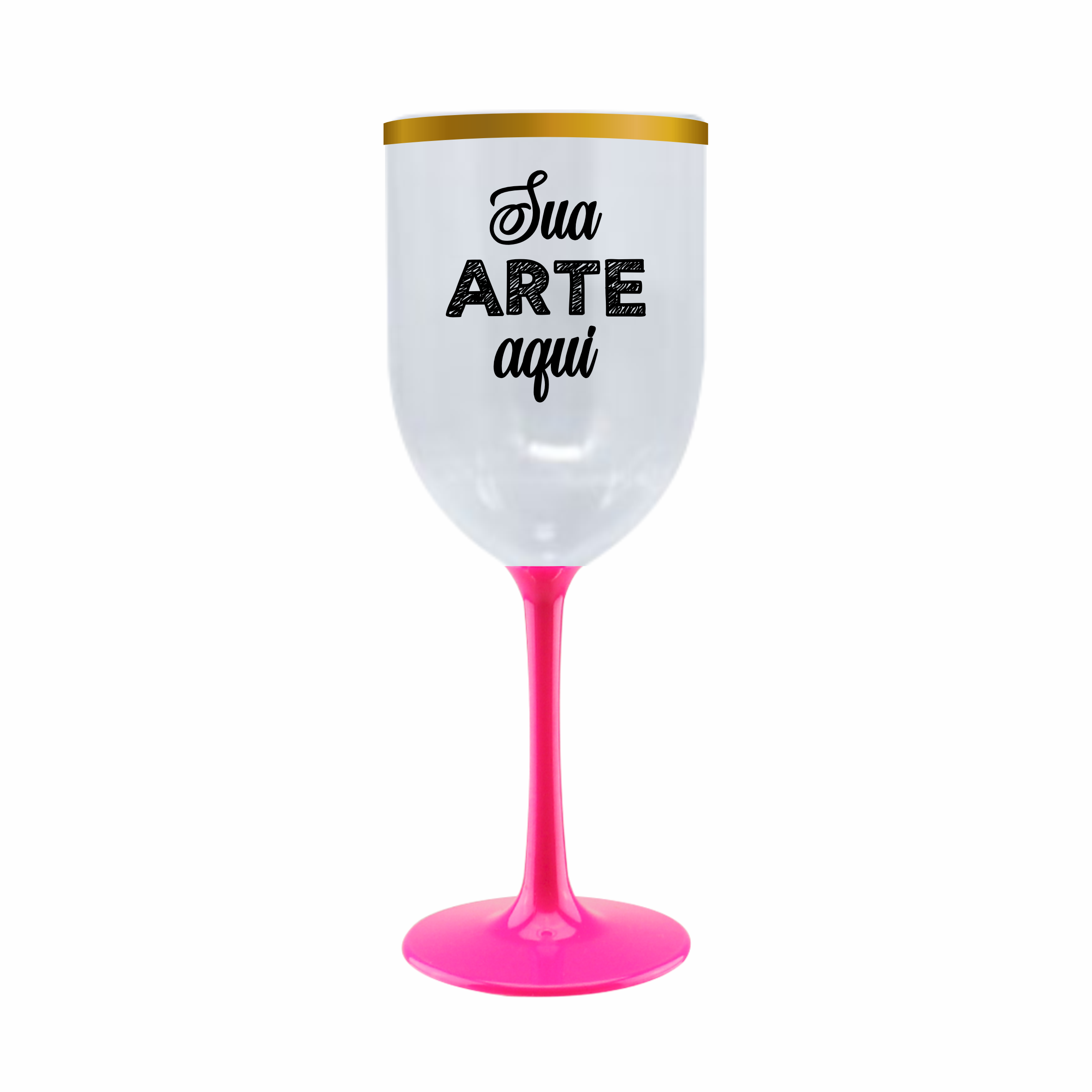 Taça de Vinho com Pé Bicolor Branco com Borda 340 ml Personalizada ...